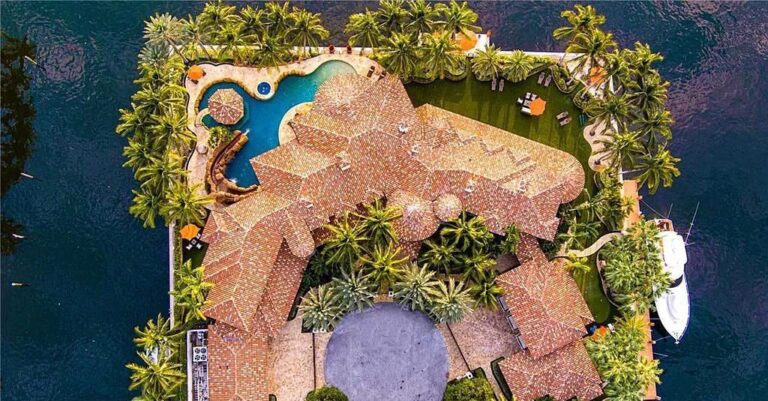 Palatial Palm Beac Inspired Mansion with 665 Feet of Wrap-Around Water ...