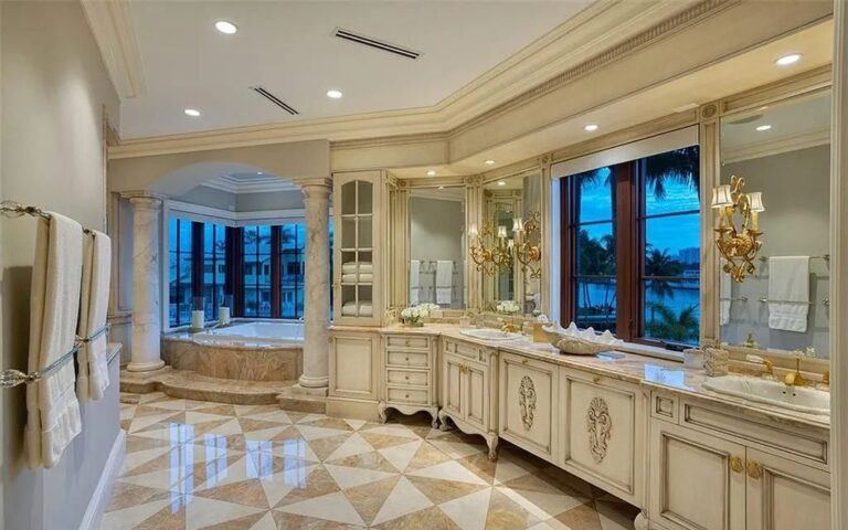 Palatial Palm Beac Inspired Mansion with 665 Feet of Wrap-Around Water ...